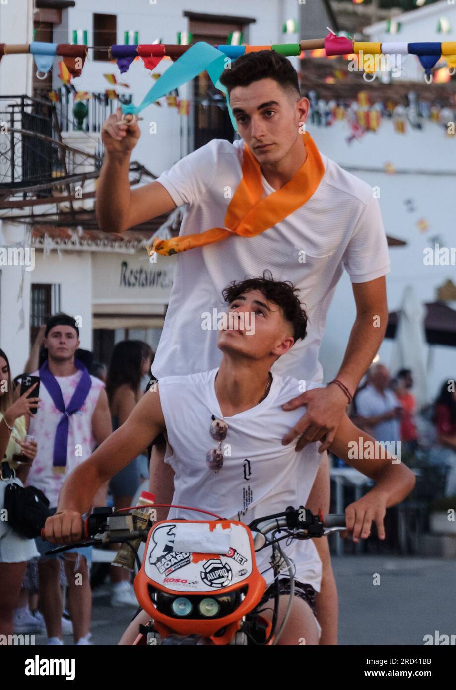 Ribbon racing on motorbikes at Los Ventorros in the Axarquia region of ...