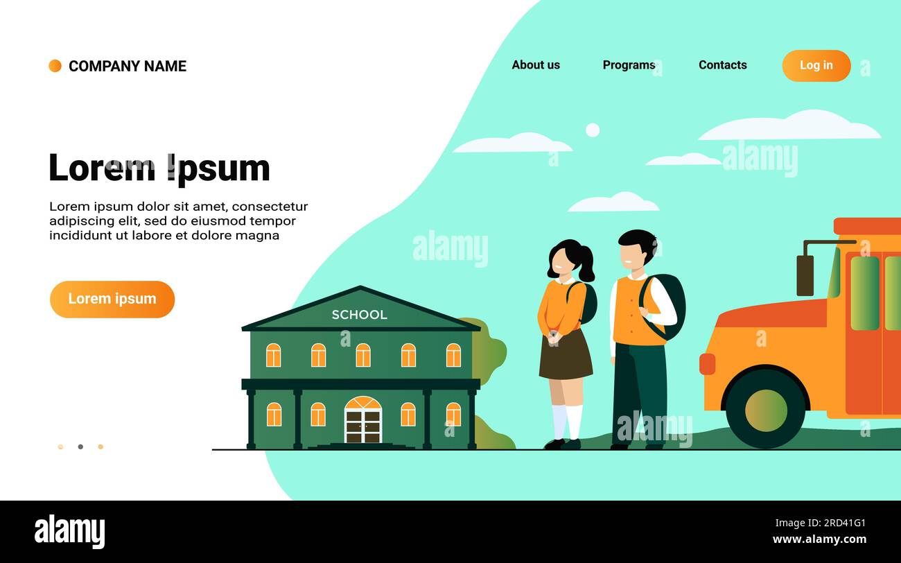 Happy children waiting school bus Stock Vector Image & Art - Alamy