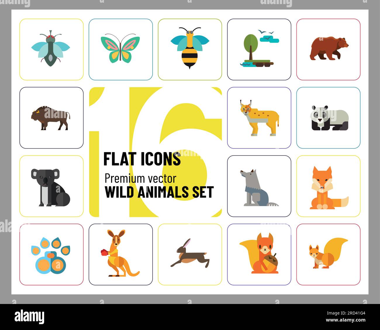 Wild Animals Icon Set Stock Vector Image & Art - Alamy