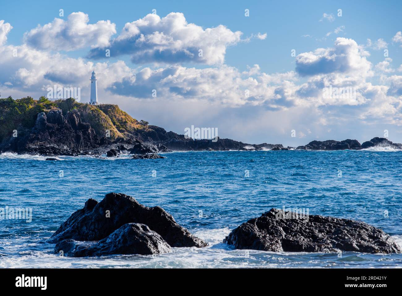 The Tsumekizaki Lighthouse, located at the end of Cape Tsumeki on the ...