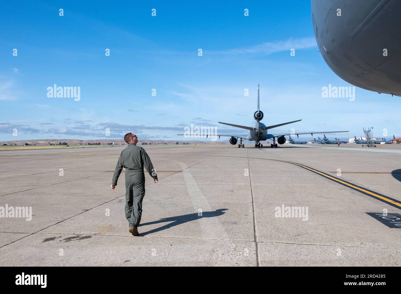 U.S. Air Force Capt. Gabriel Perez, 60th Operations Support Squadron KC-10 Extender pilot, does ...