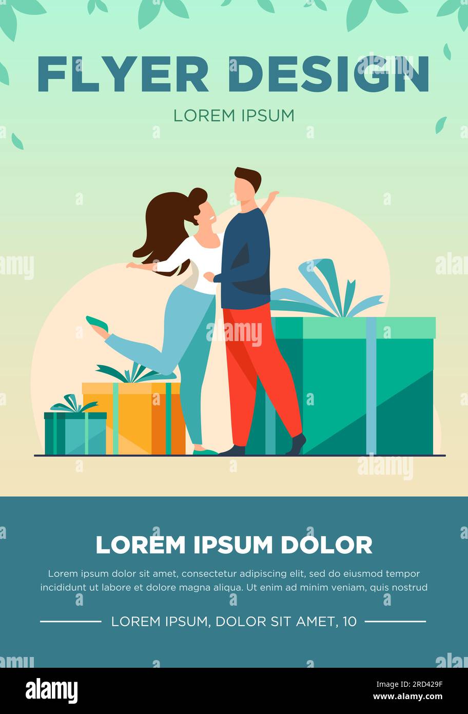 Happy couple hugging and standing near gifts Stock Vector Image & Art ...