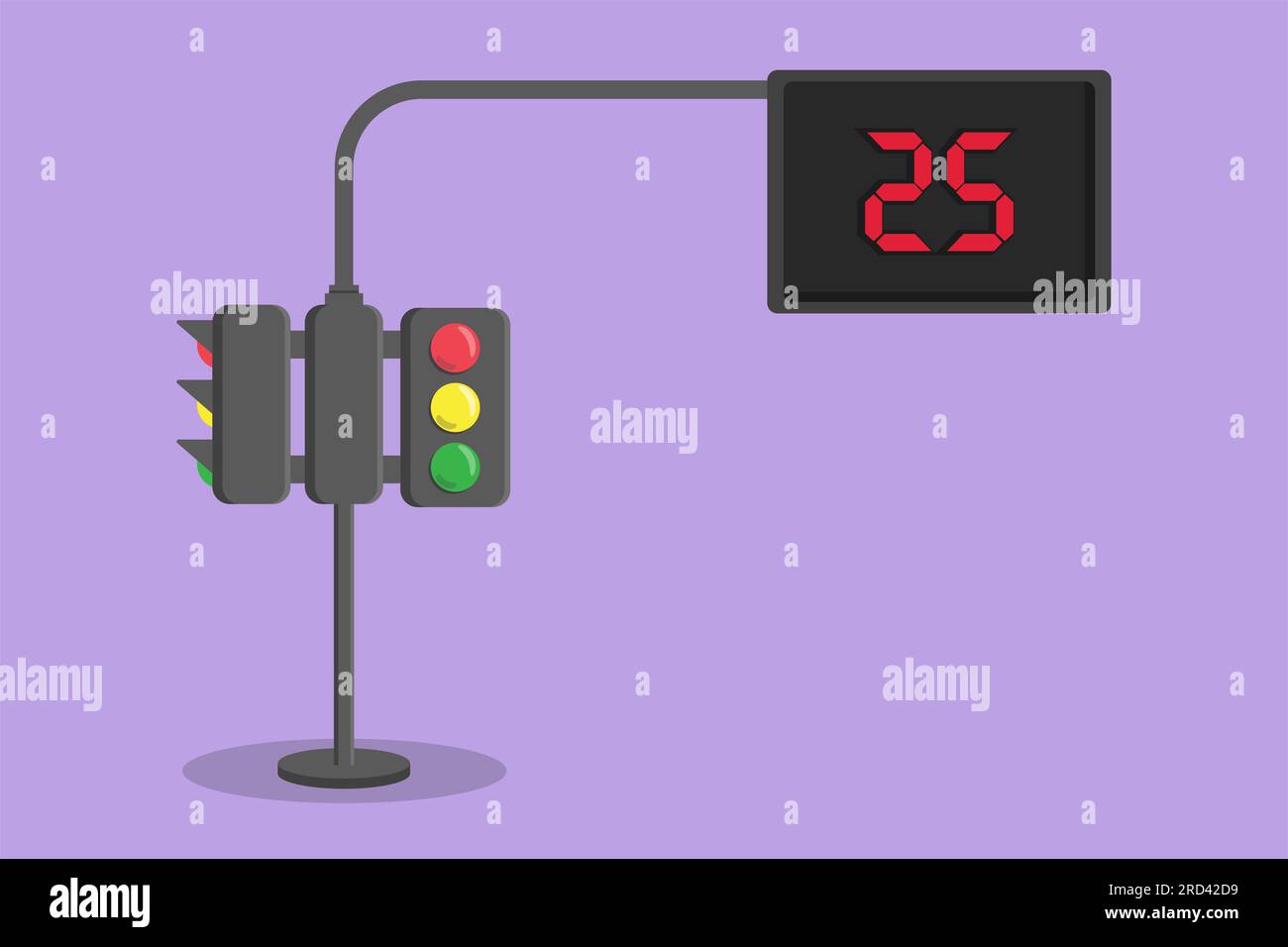Graphic flat design drawing of traffic light that uses countdown time ...