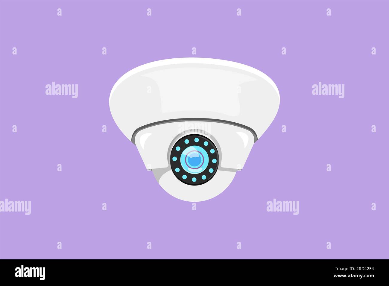 Graphic flat design drawing CCTV located on ceiling of office to ...