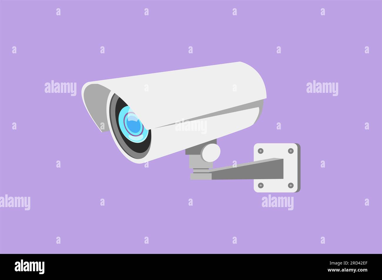 Character flat drawing CCTV with round shape installed on side of ...