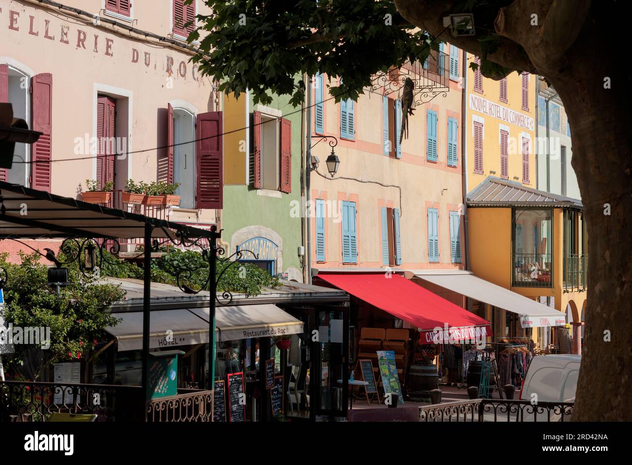 Street scene in Castellane, Route Napoleon, Gorges du Verdon, Alpes-de ...