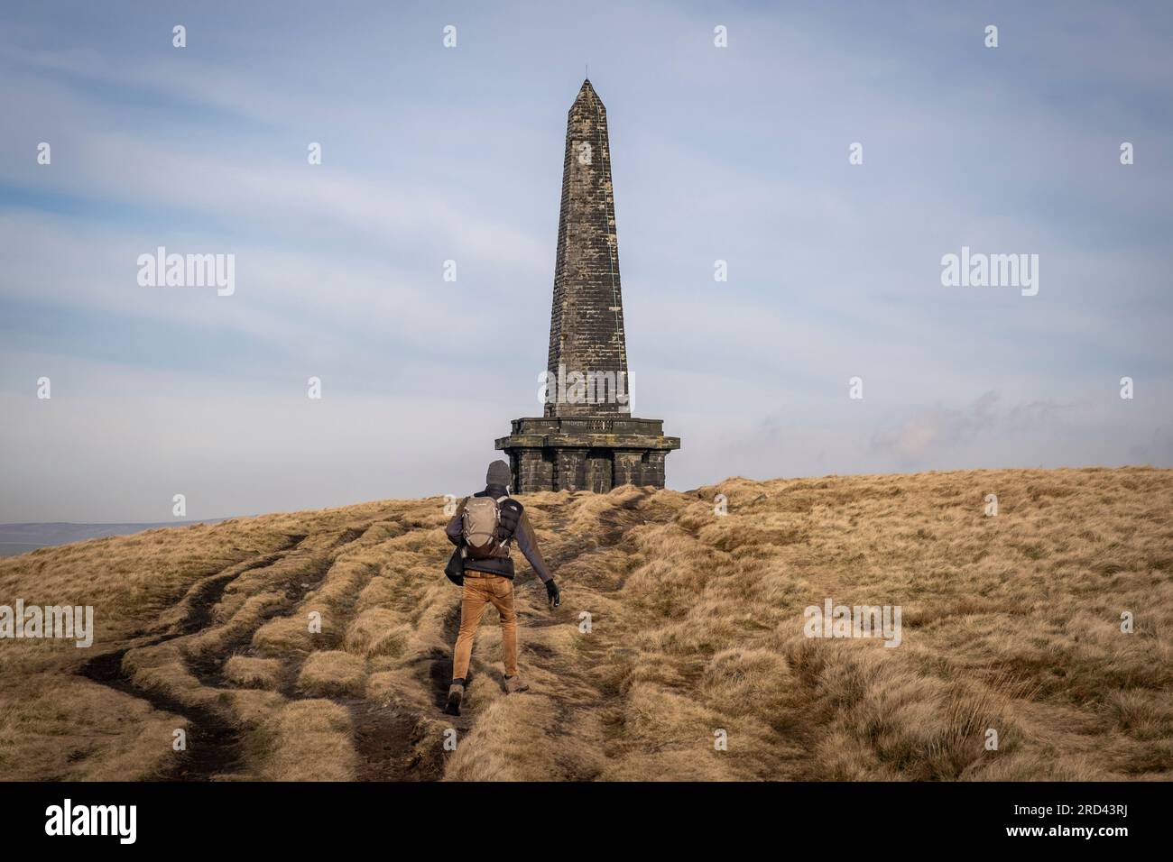 Stoodley Pike memorial folly, standing on the moors at Mankinholes ...