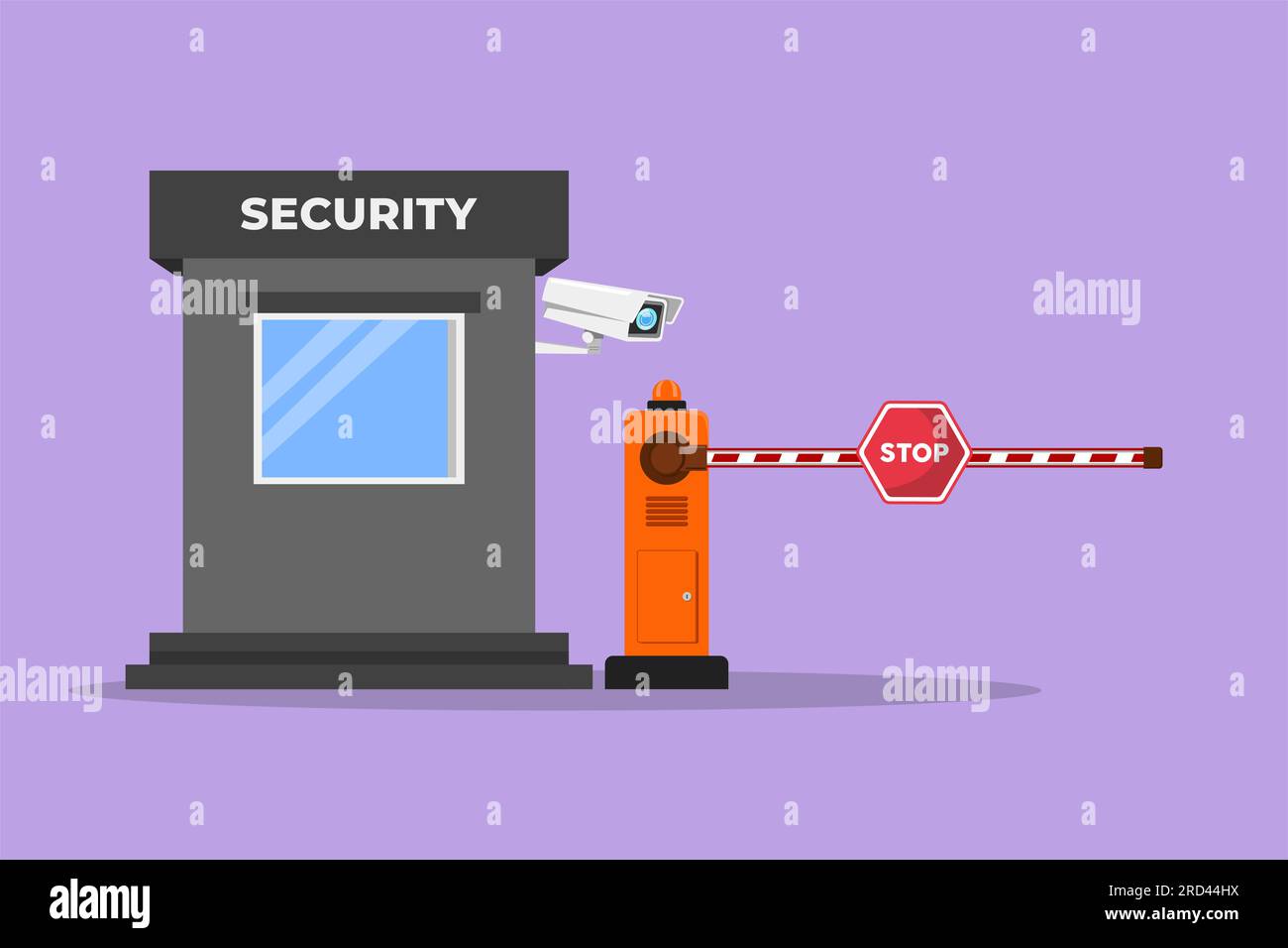 Character flat drawing automatic striped barrier gate with guard posts ...