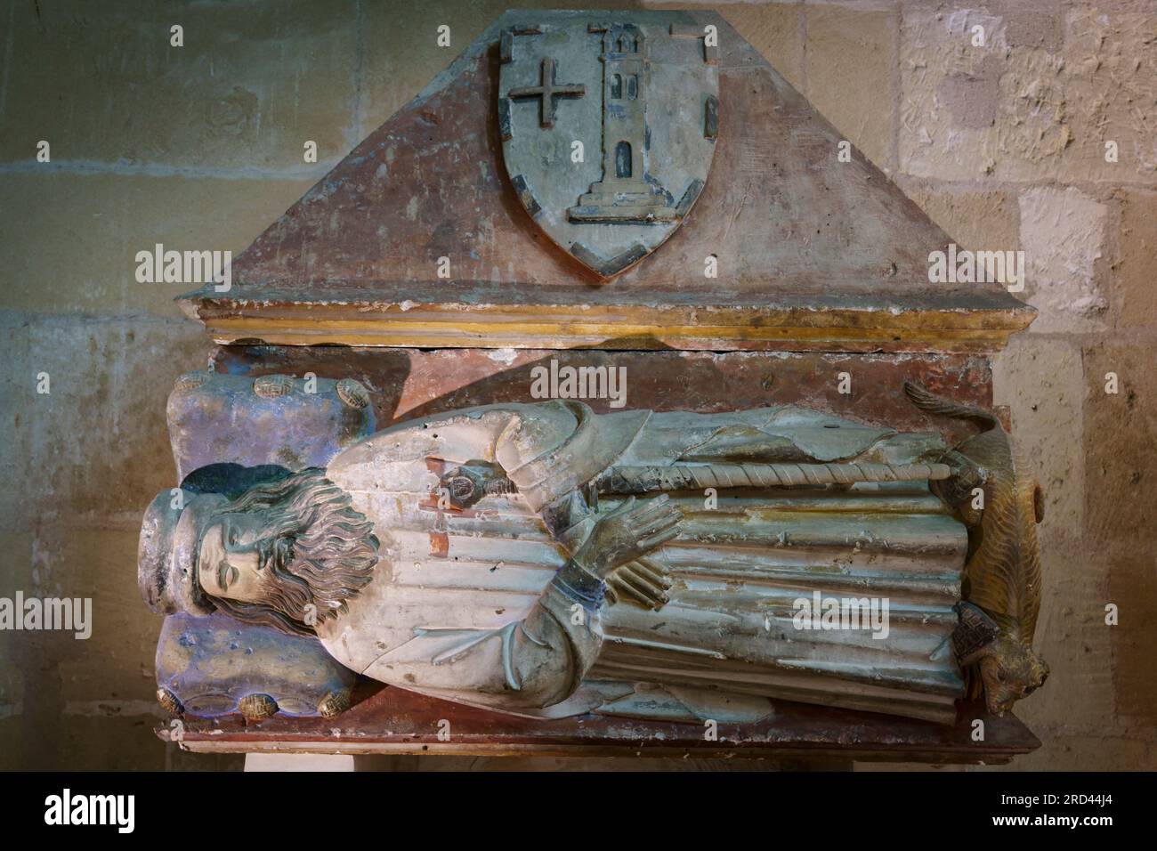 Gothic tomb of Guillem de Torrella, with the habit of a Knight Templar ...