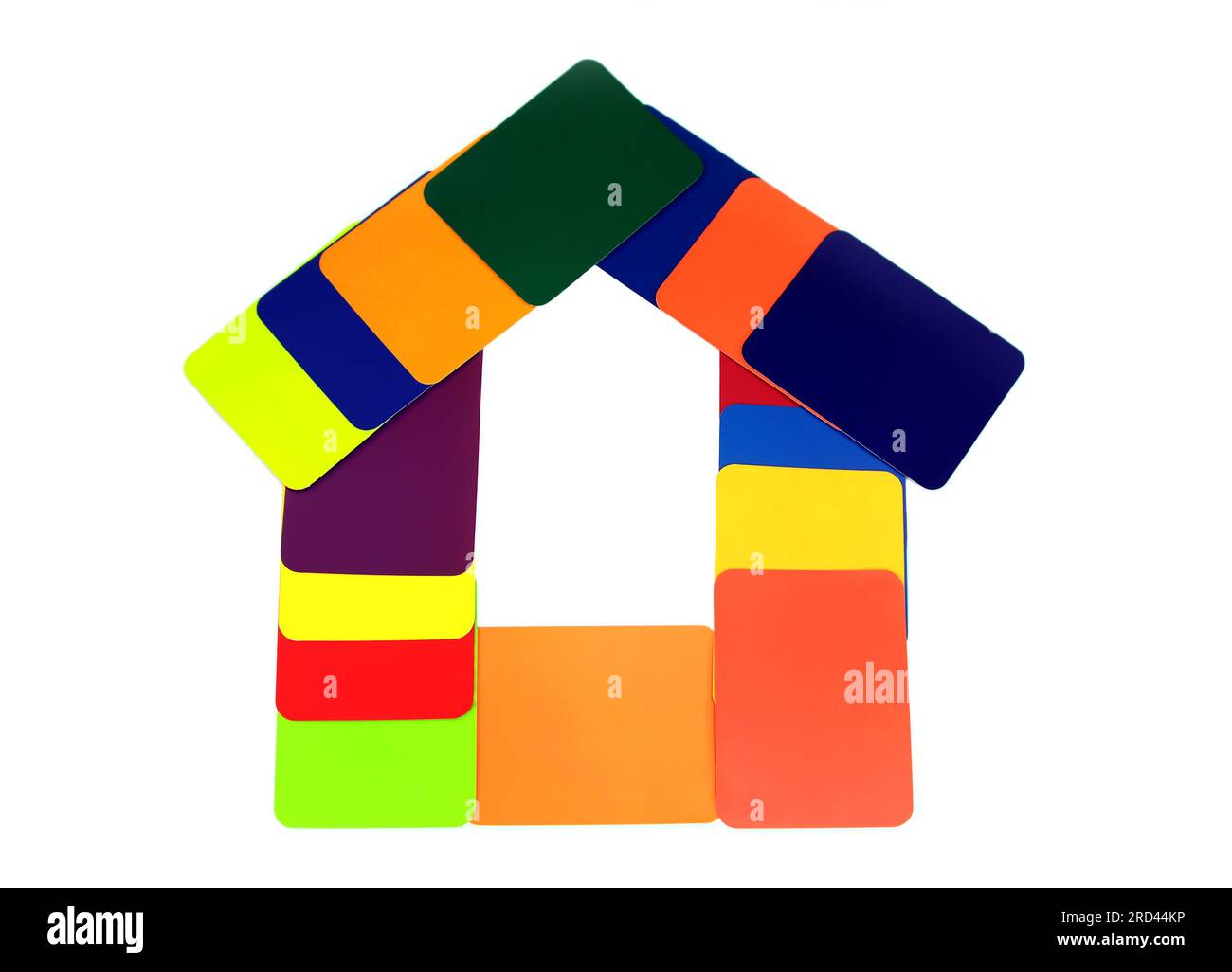House frame is composed of paint sample cards to represent colors ...