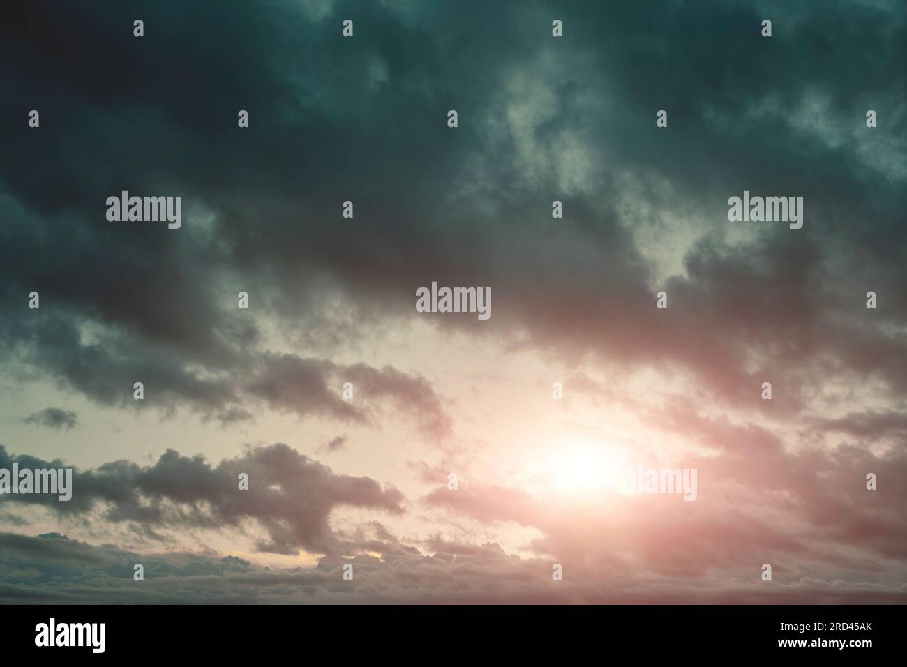 Clearing sky after rain.Natura background, clouds at sunset Stock Photo ...