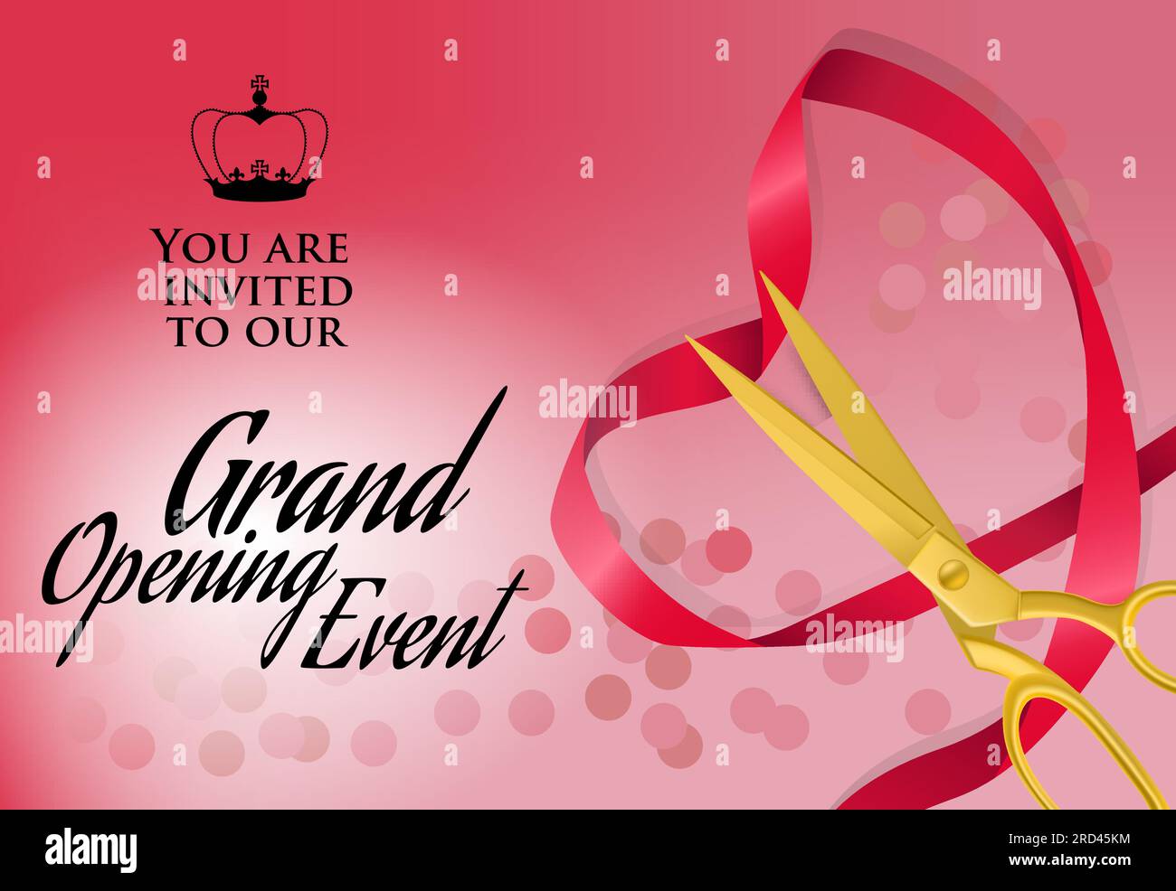 Grand opening event lettering with heart-shaped ribbon Stock Vector ...