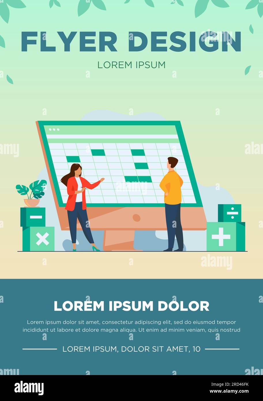 Colleagues discussing accounting statistics report using software Stock ...