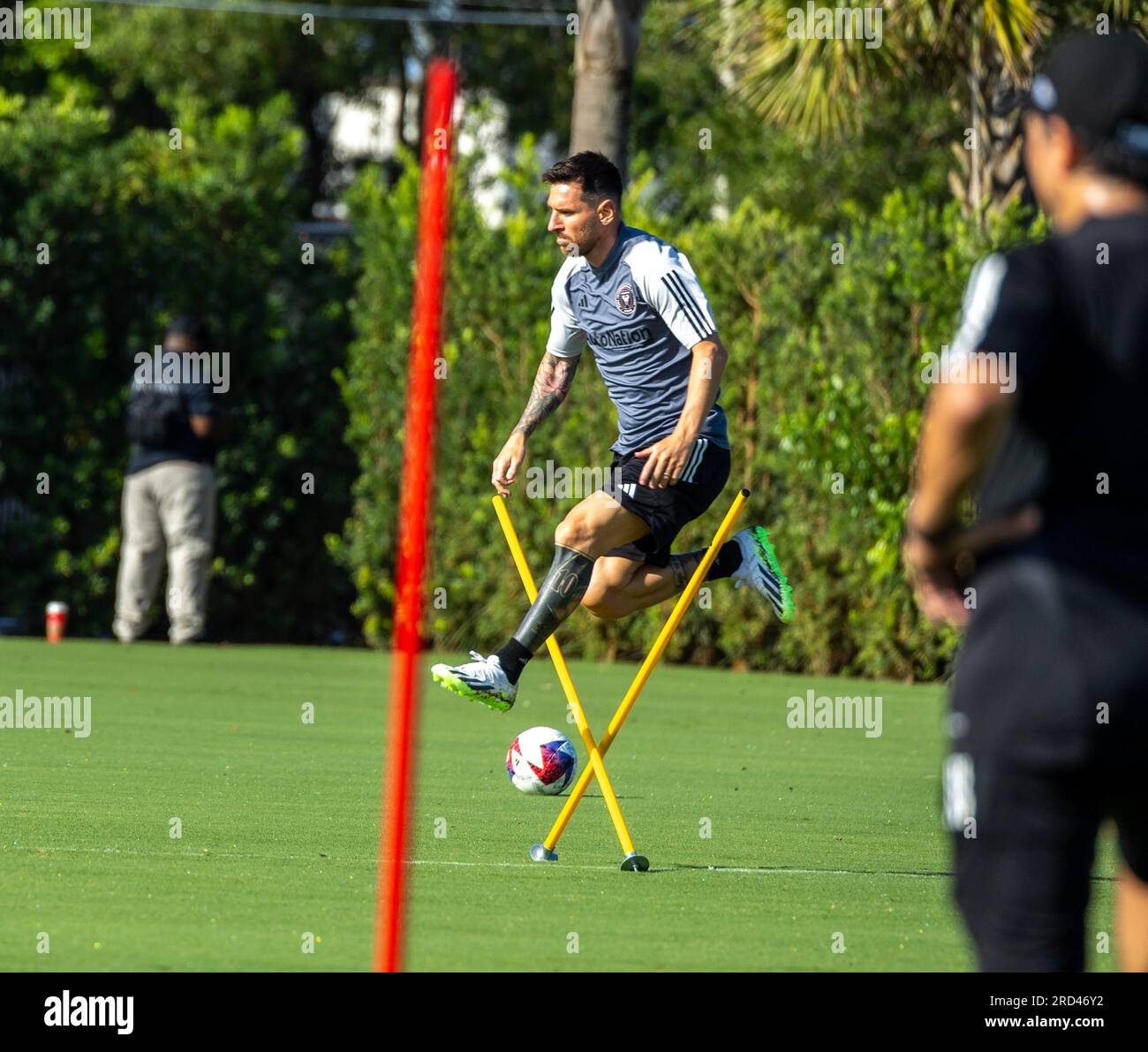 Fort Lauderdale, United States. 18th July, 2023. Lionel Messi jumps ...