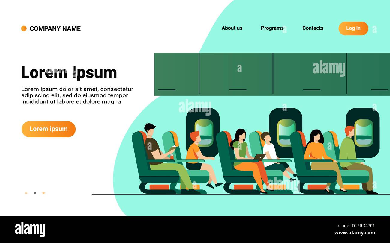 Passengers traveling by plane isolated flat vector illustration Stock ...