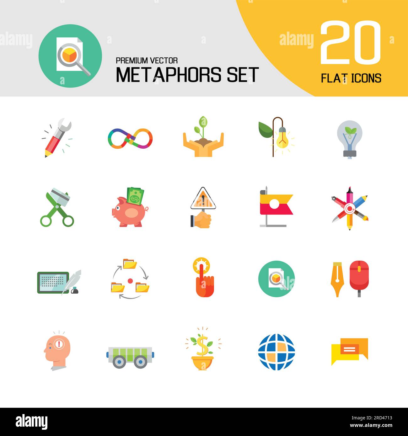 Metaphors flat icons set Stock Vector Image & Art - Alamy