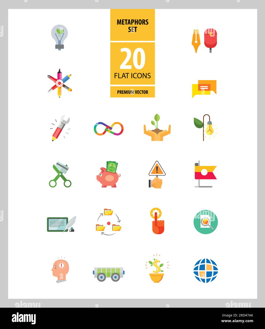 Metaphors flat icons set Stock Vector Image & Art - Alamy