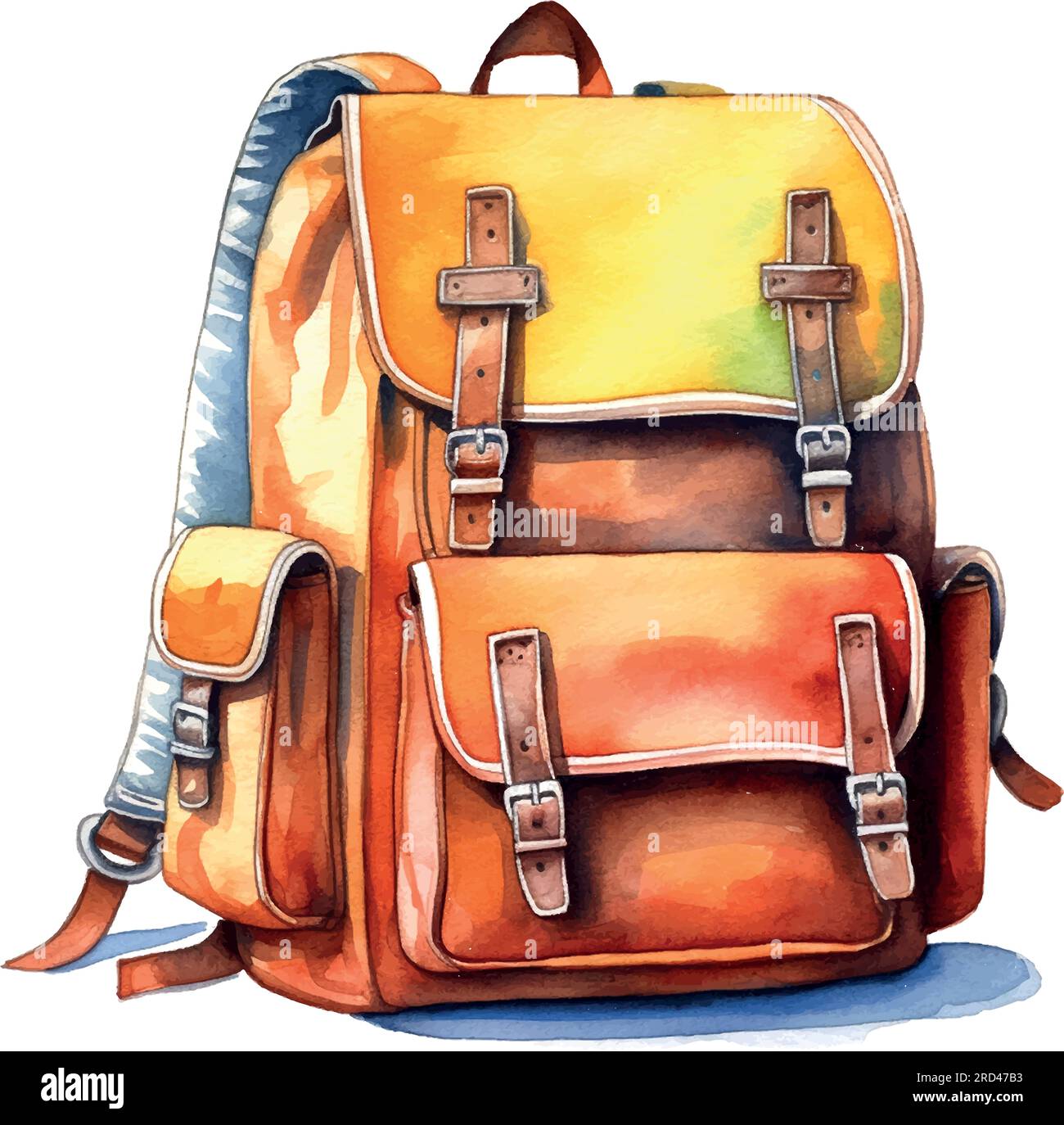 Colorful school backpack watercolor on white background. School student ...