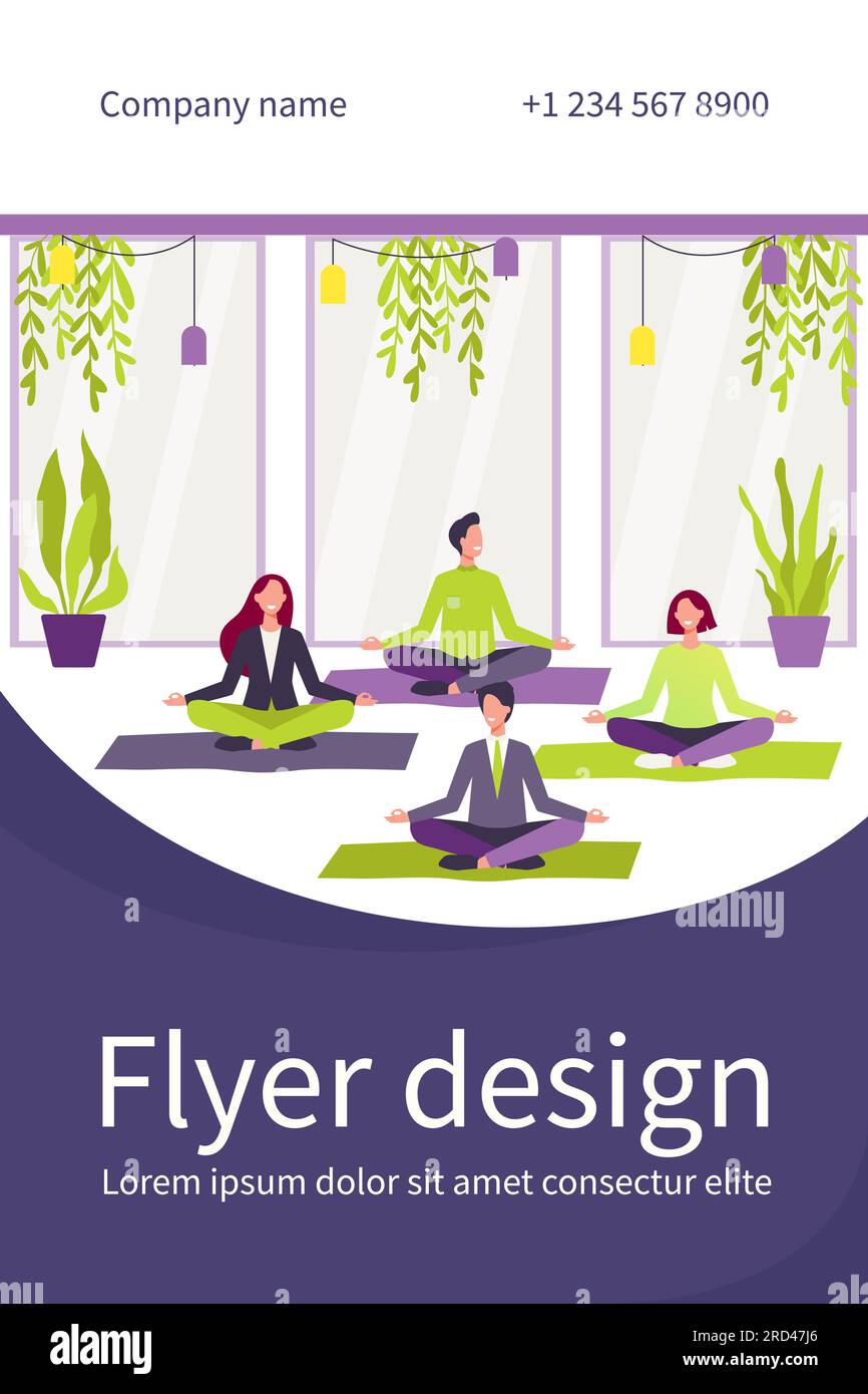 Happy office workers doing yoga Stock Vector Image & Art - Alamy