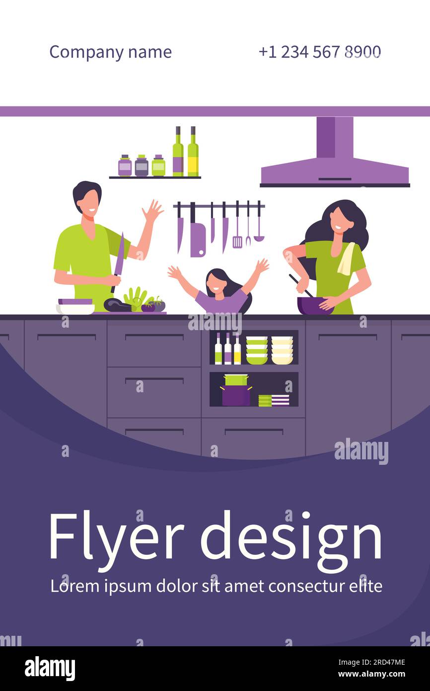 Happy family cooking together modern Stock Vector Images - Alamy