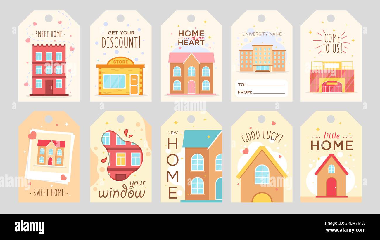 Modern tags with houses vector illustration Stock Vector Image & Art ...