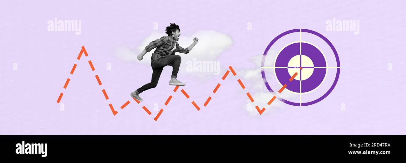 3d photo artwork graphics collage painting of excited guy running ...