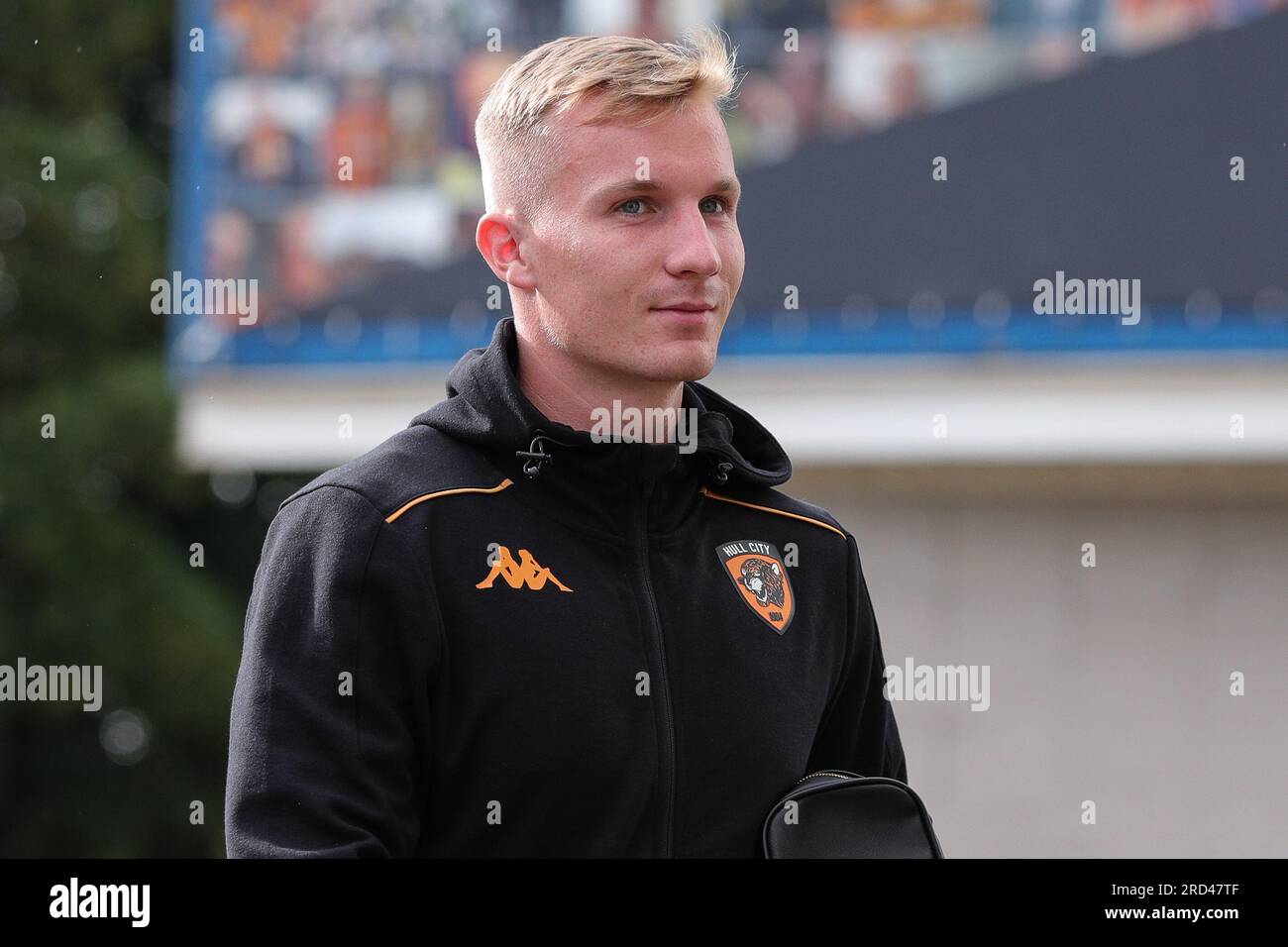 David Robson #37 of Hull City arrives at The MKM Stadium ahead of the ...