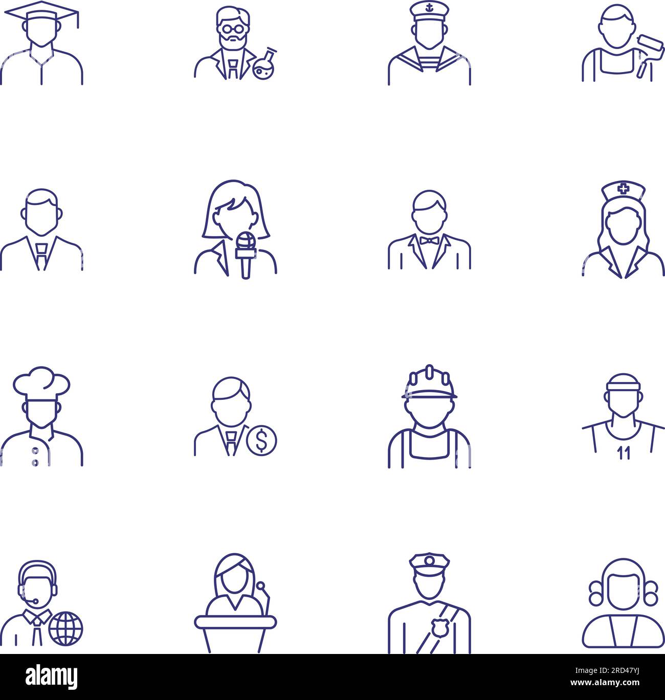 Professionals line icon set. Cook, financier Stock Vector Image & Art ...