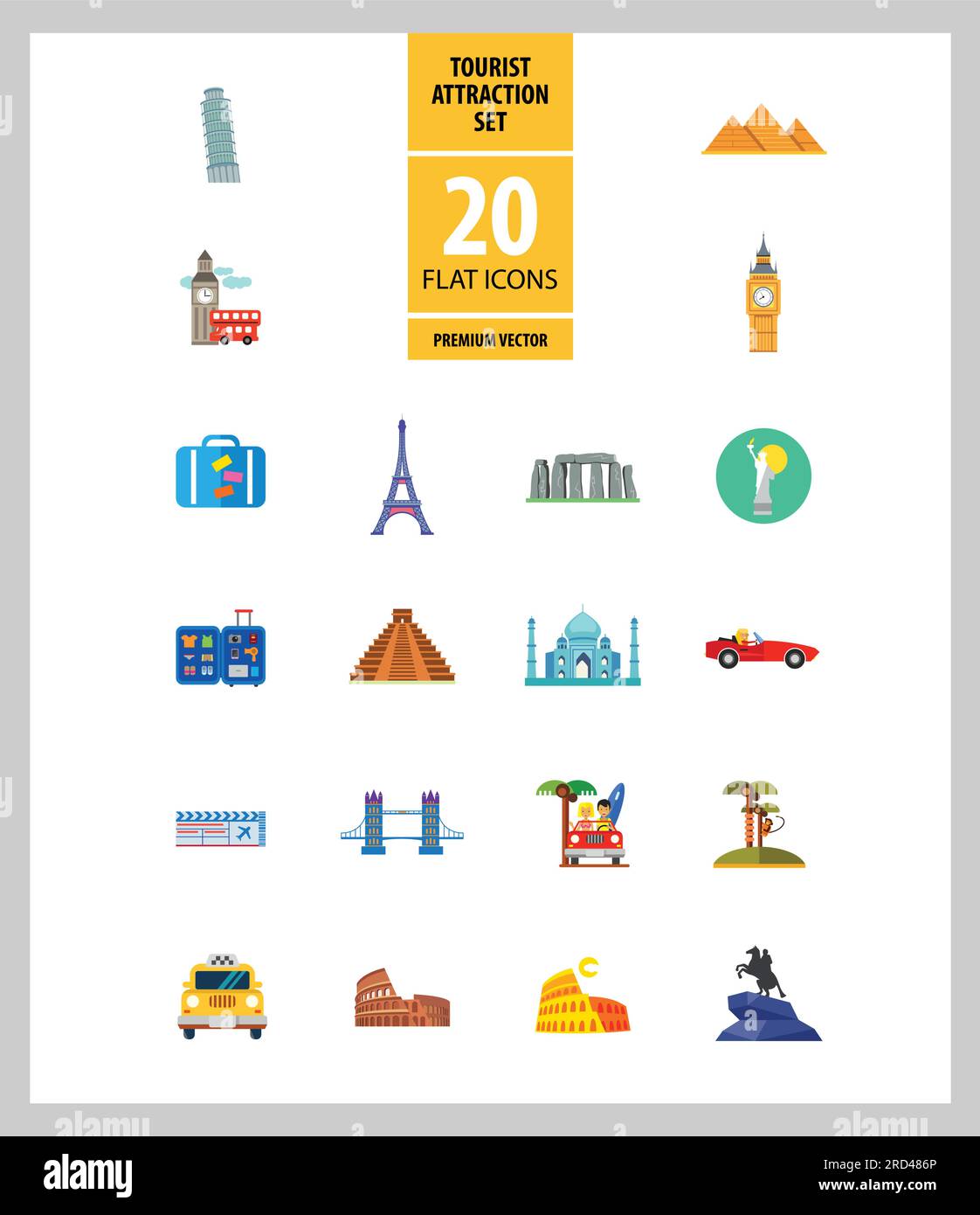 Tourist Attraction Icons Set Stock Vector Image & Art - Alamy