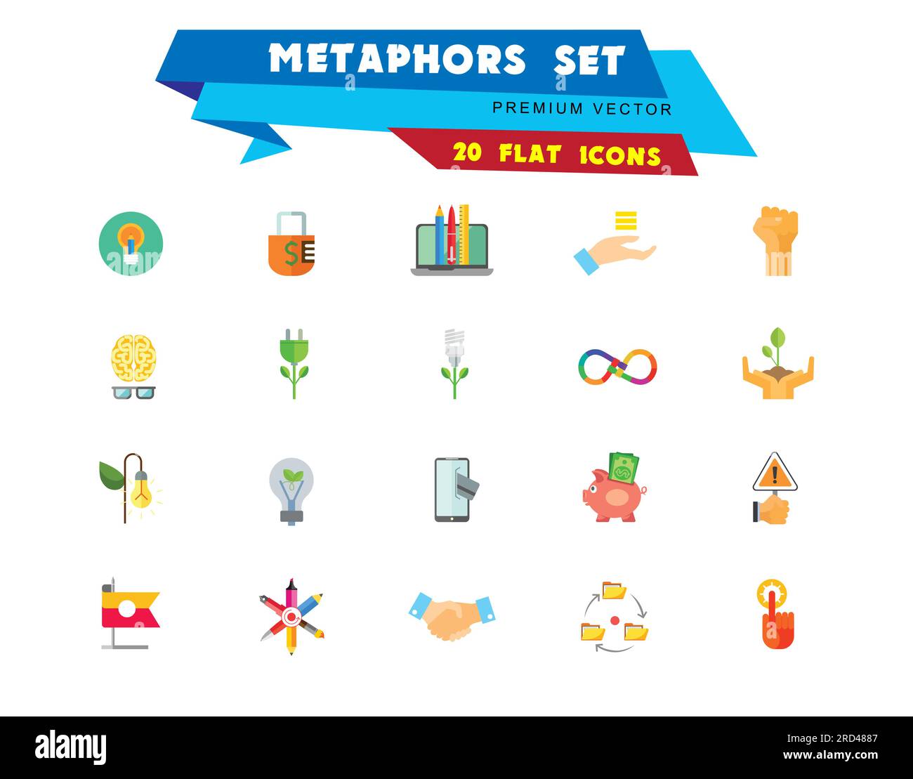 Metaphors flat icons set Stock Vector Image & Art - Alamy