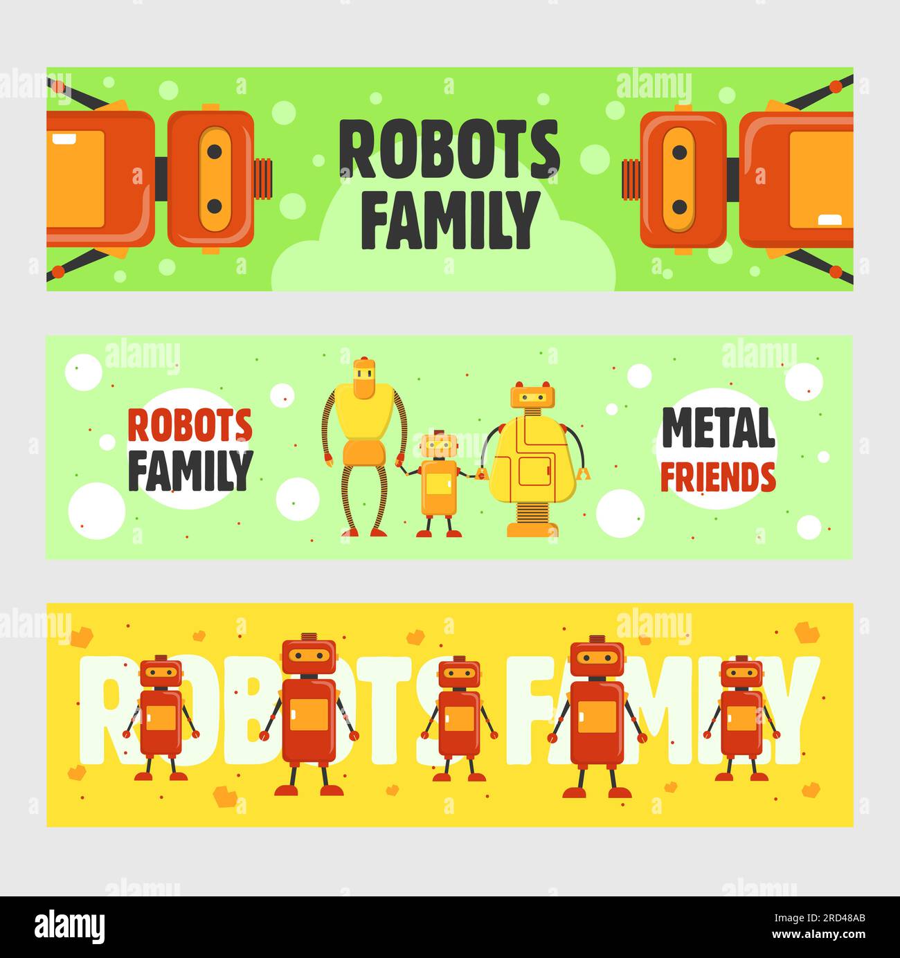 Robots family banners set Stock Vector Image & Art - Alamy