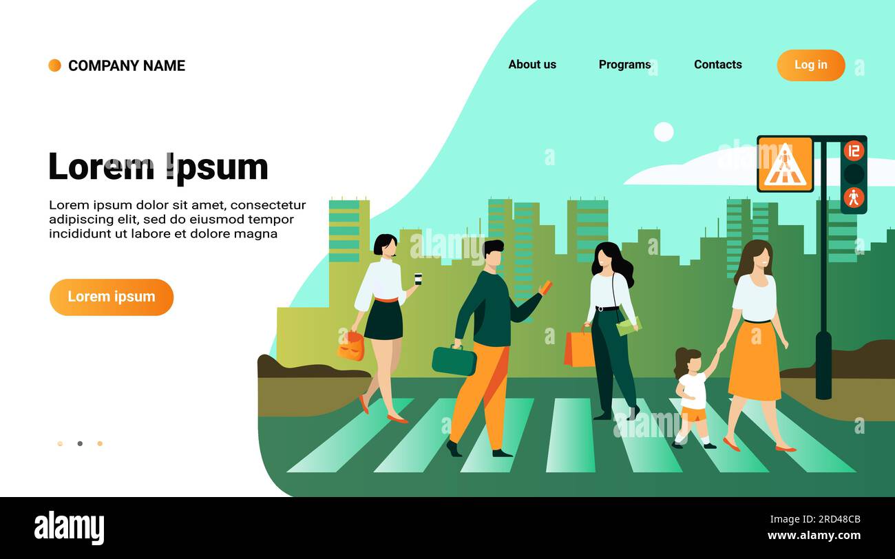 Cartoon pedestrians walking through crosswalk Stock Vector Image & Art ...