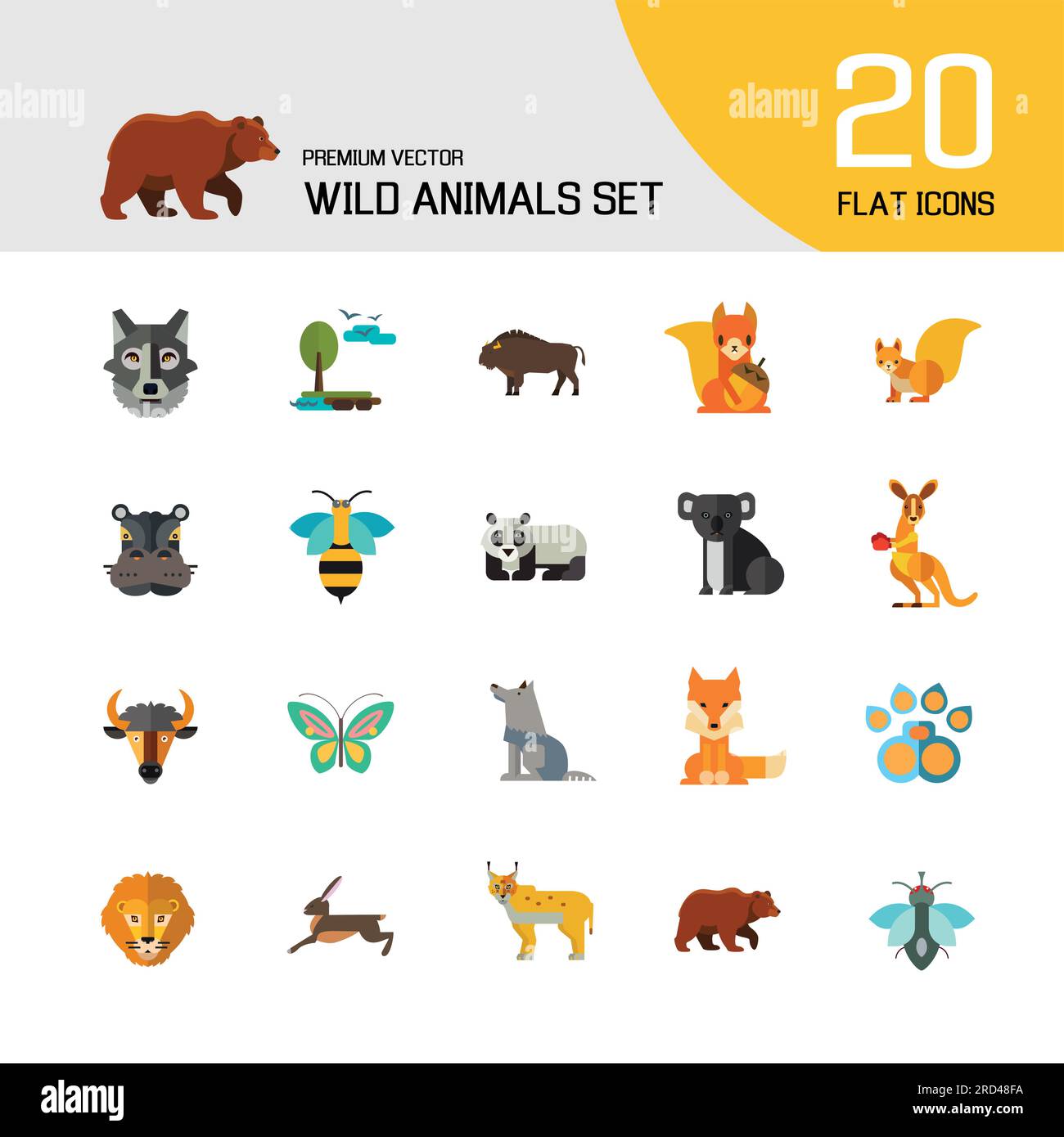 Wild Animals Icon Set Stock Vector Image & Art - Alamy