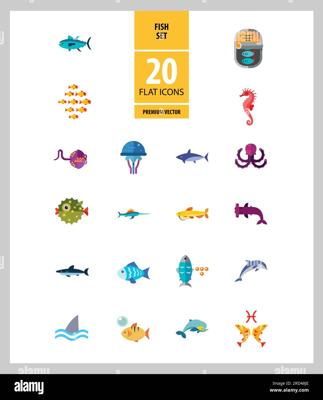 Fish Icon Set Stock Vector Image & Art - Alamy