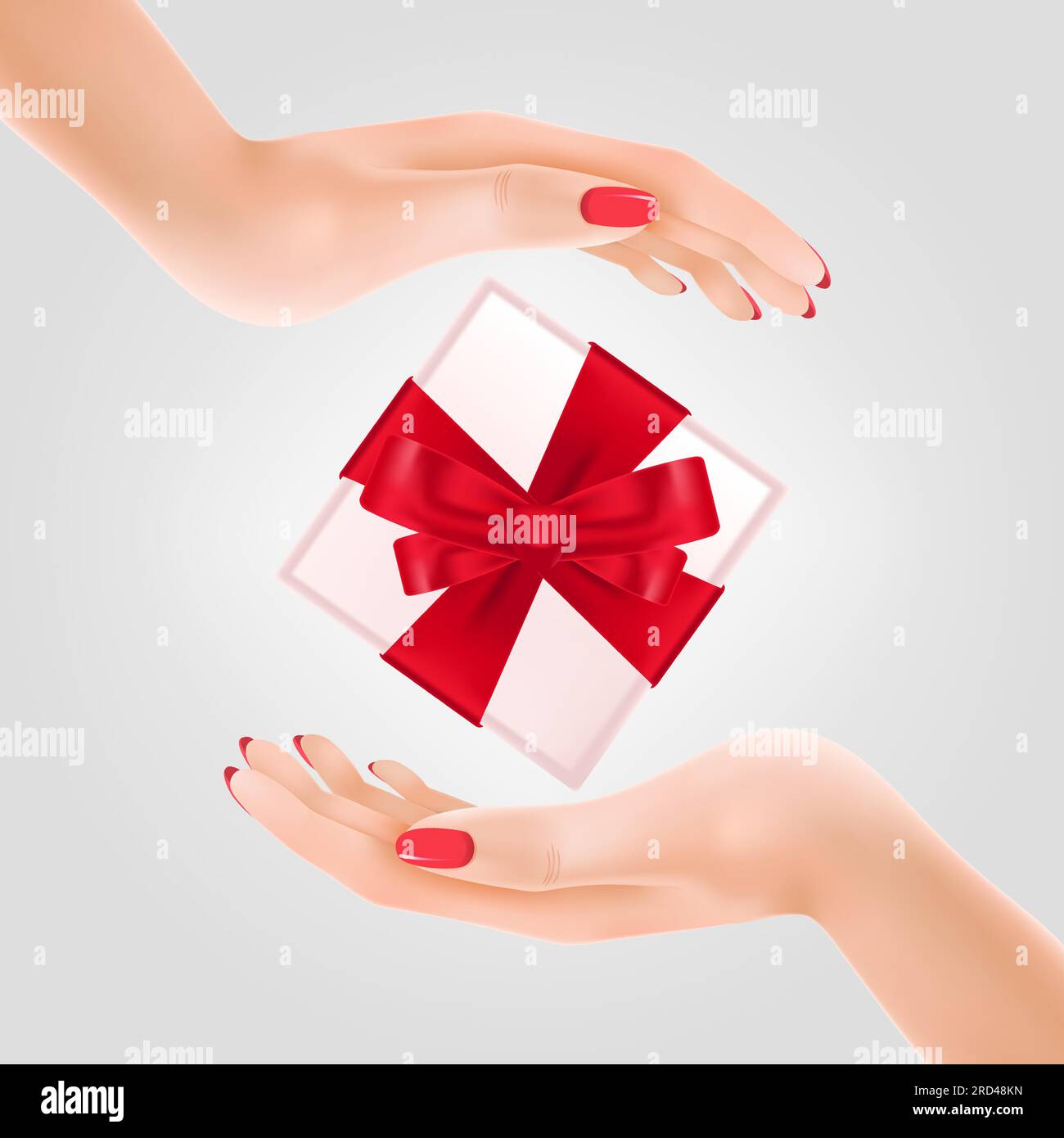 Gift box between two hands Stock Vector Image & Art - Alamy