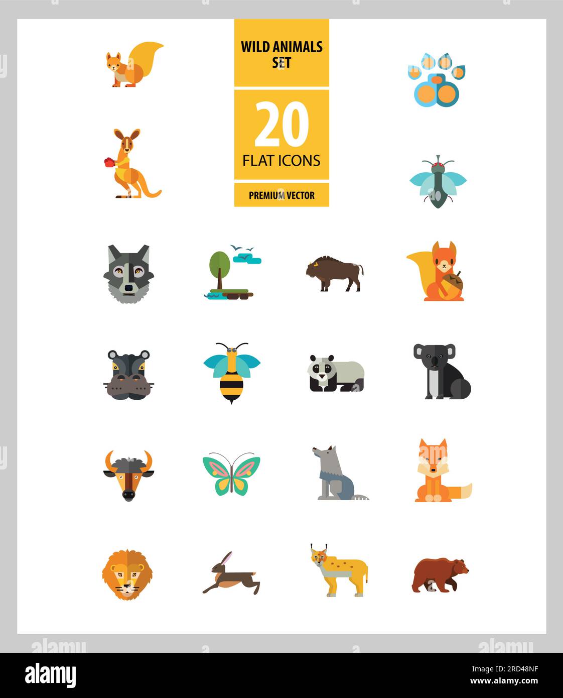 Wild Animals Icon Set Stock Vector Image & Art - Alamy