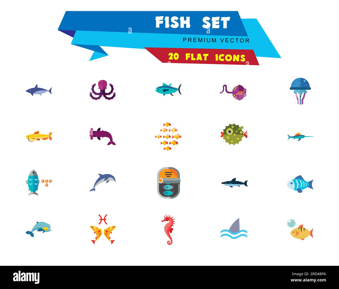 Fish Icon Set Stock Vector Image & Art - Alamy