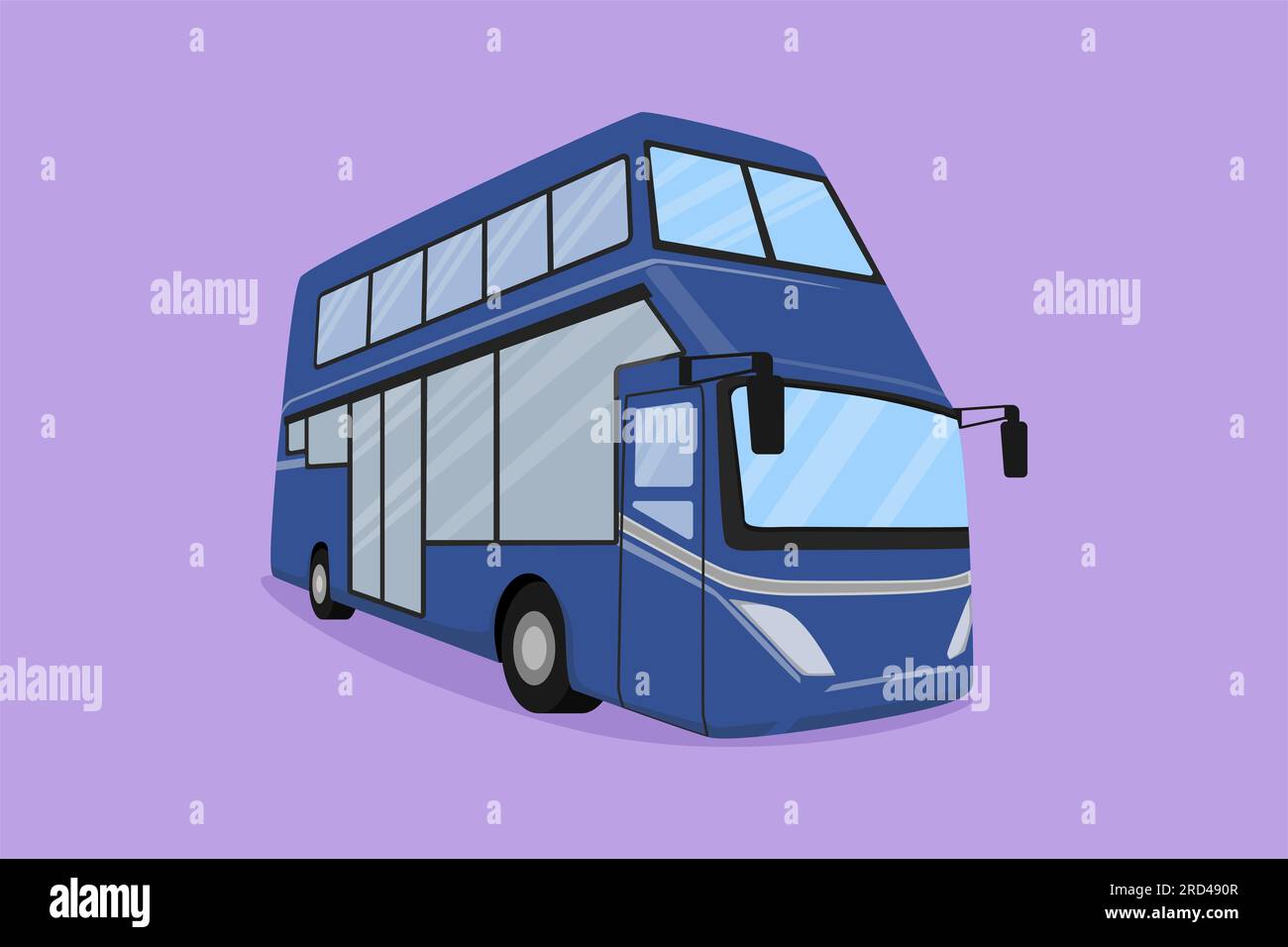 Cartoon flat style drawing double decker buses take tourists around and ...