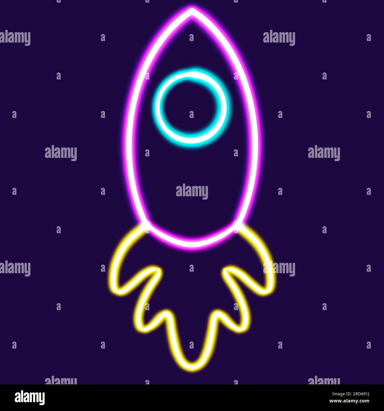 neon fire future icon glowing desktop icon, neon rocket sticker, neon ...