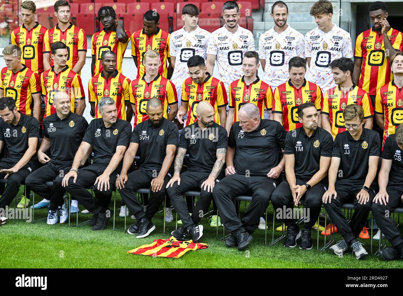 Mechelen, Belgium. 18th July, 2023. Mechelen's head coach Steven Defour ...