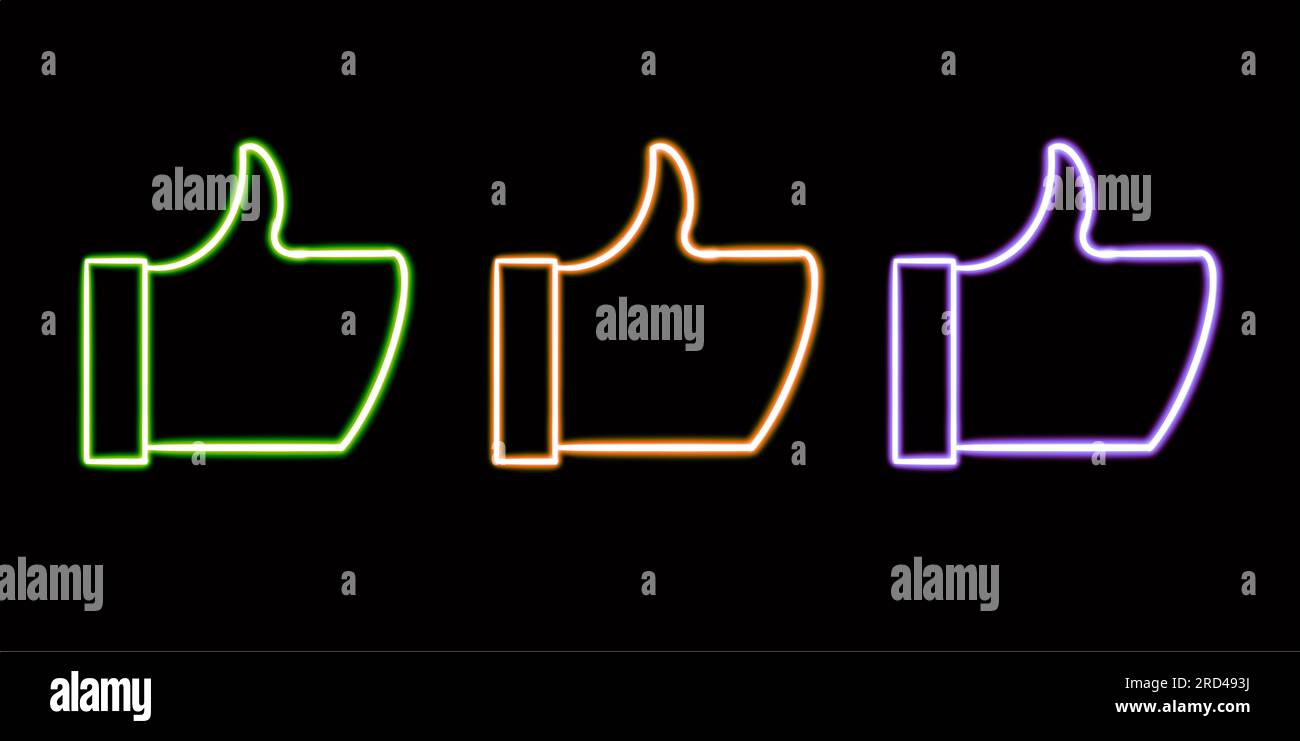 like neon icon glowing desktop icon, neon sticker, heand neon figure ...