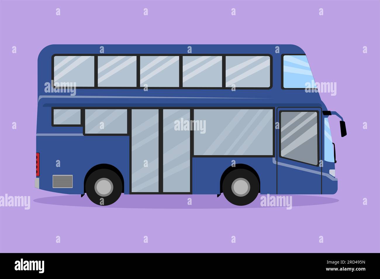 Character flat drawing double decker buses that are seen from the side ...