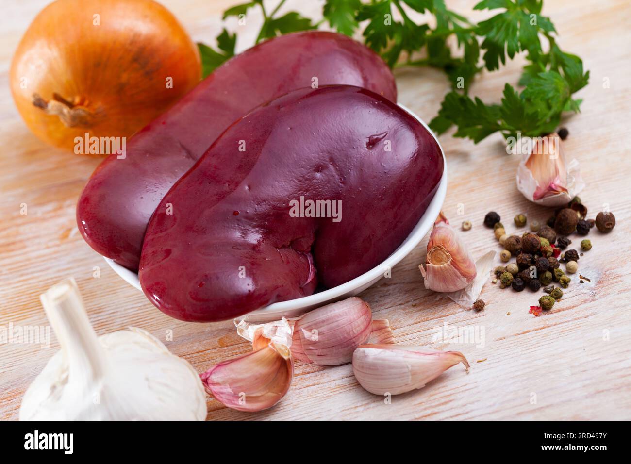 Raw pork kidneys Stock Photo - Alamy