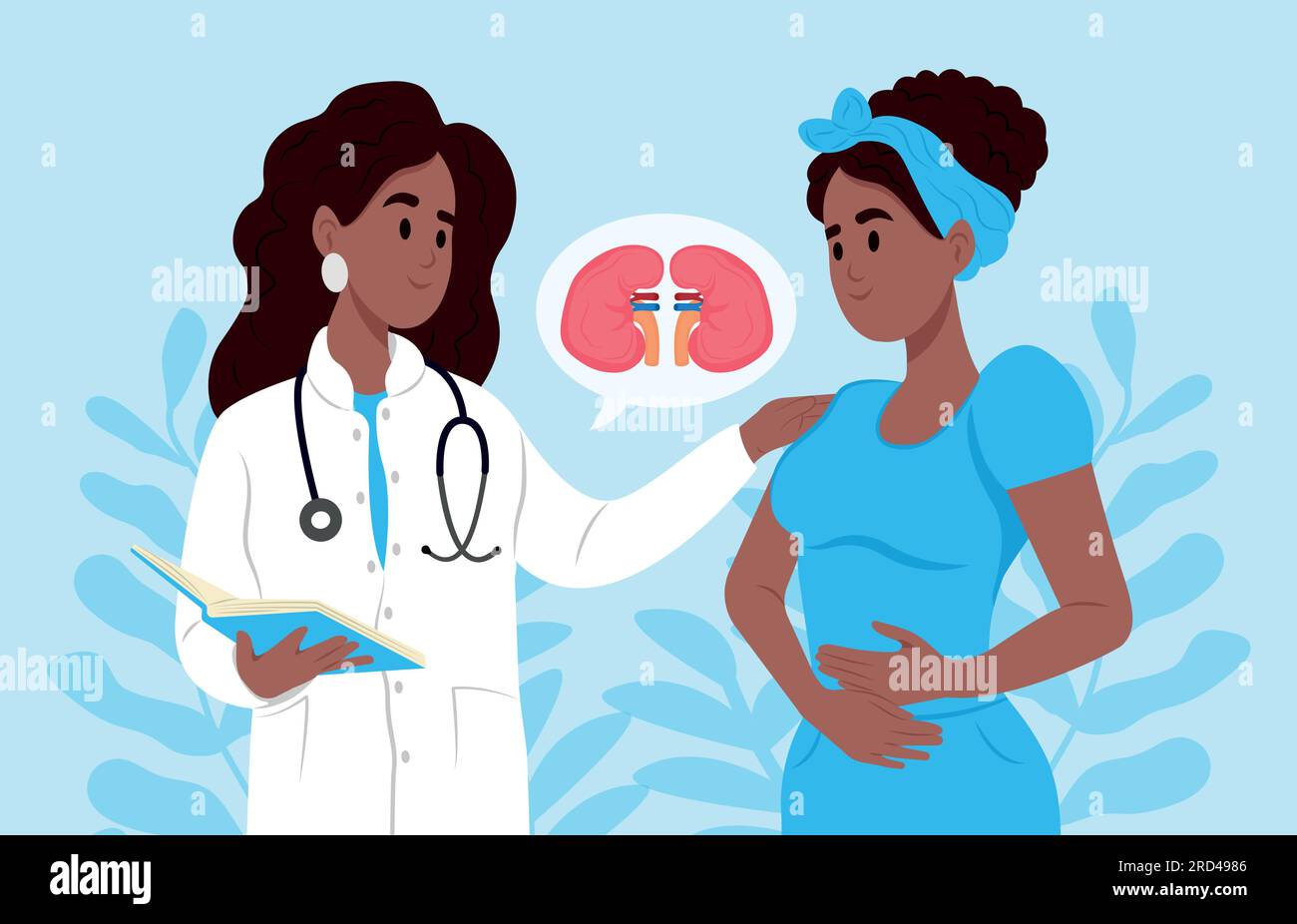 A nephrologist talks to a patient about kidney disease. African ...