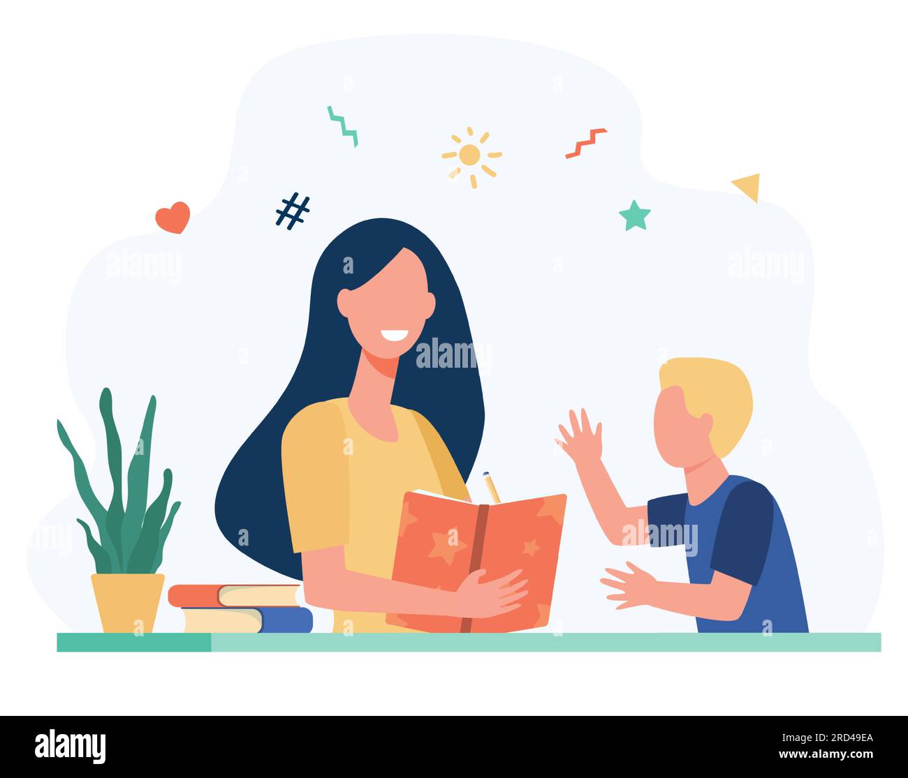 Parent helping child study Stock Vector Images - Alamy