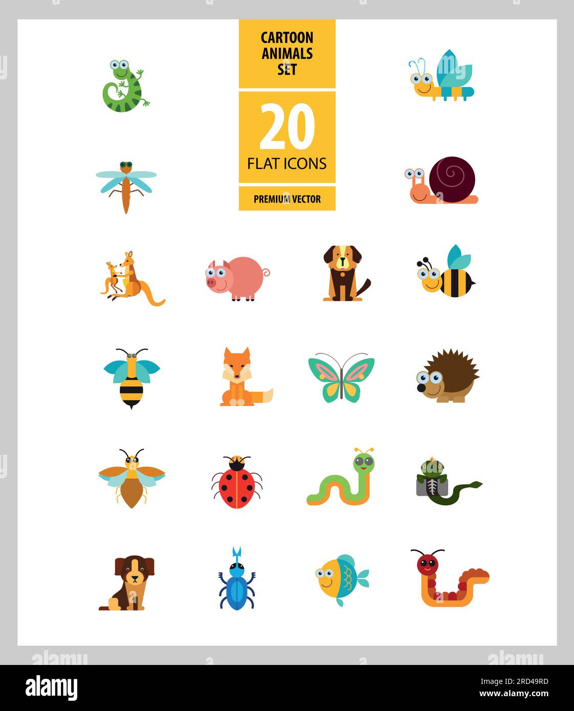 Cartoon animals icons set Stock Vector Image & Art - Alamy