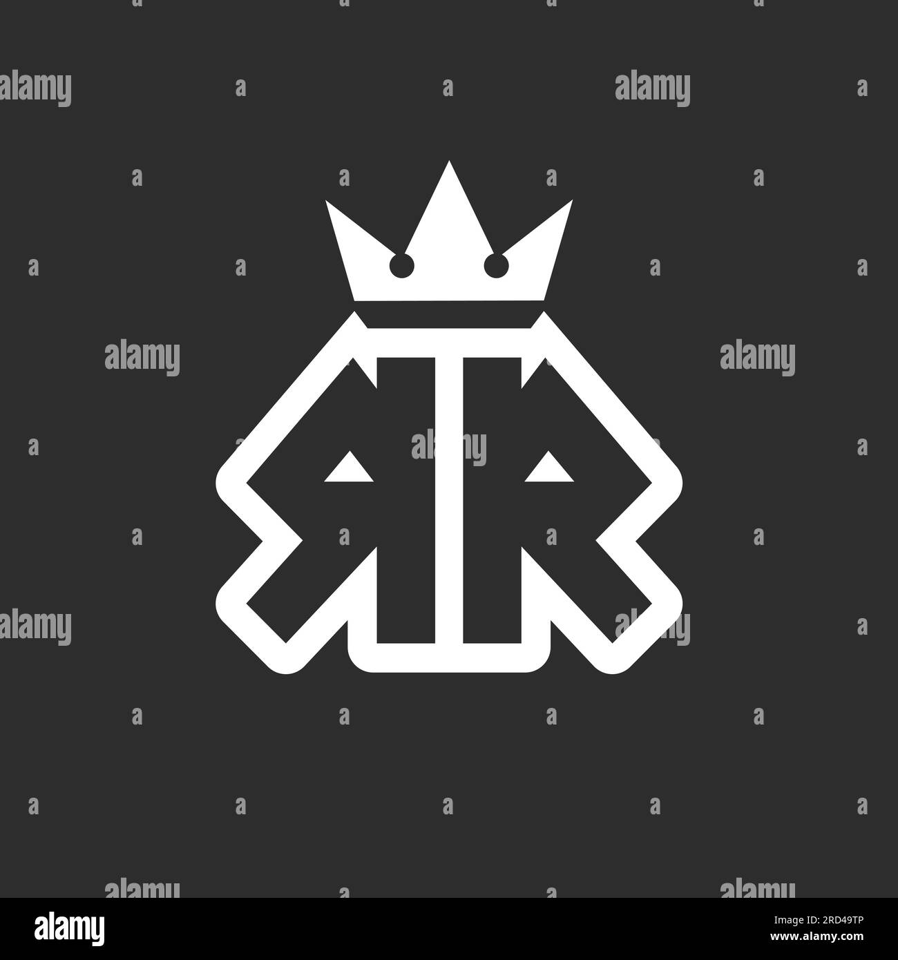 RR logo monogram symbol with crown shape design vector, creative ...
