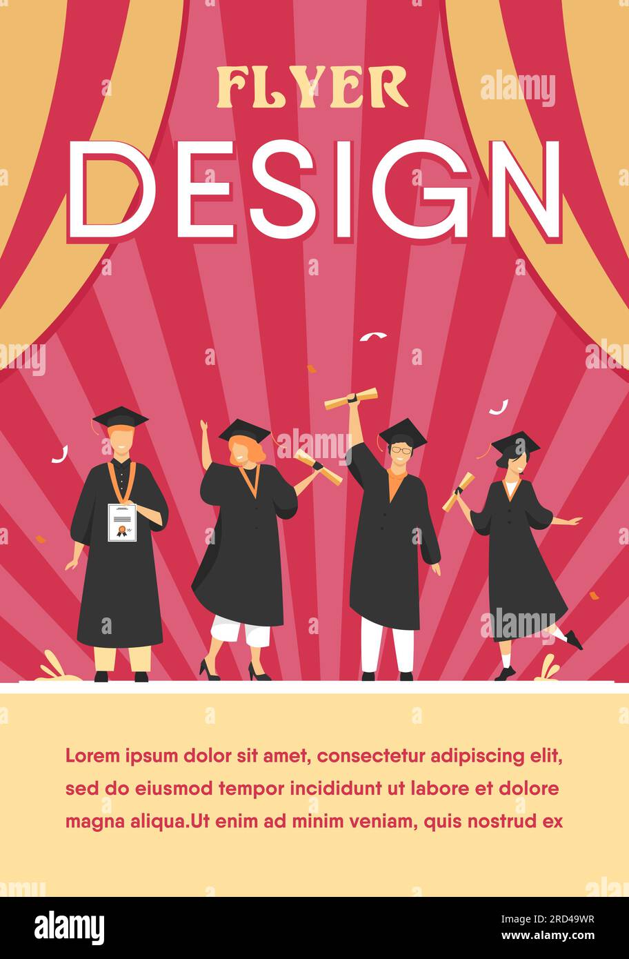 Happy diverse students celebrating graduation from school Stock Vector ...