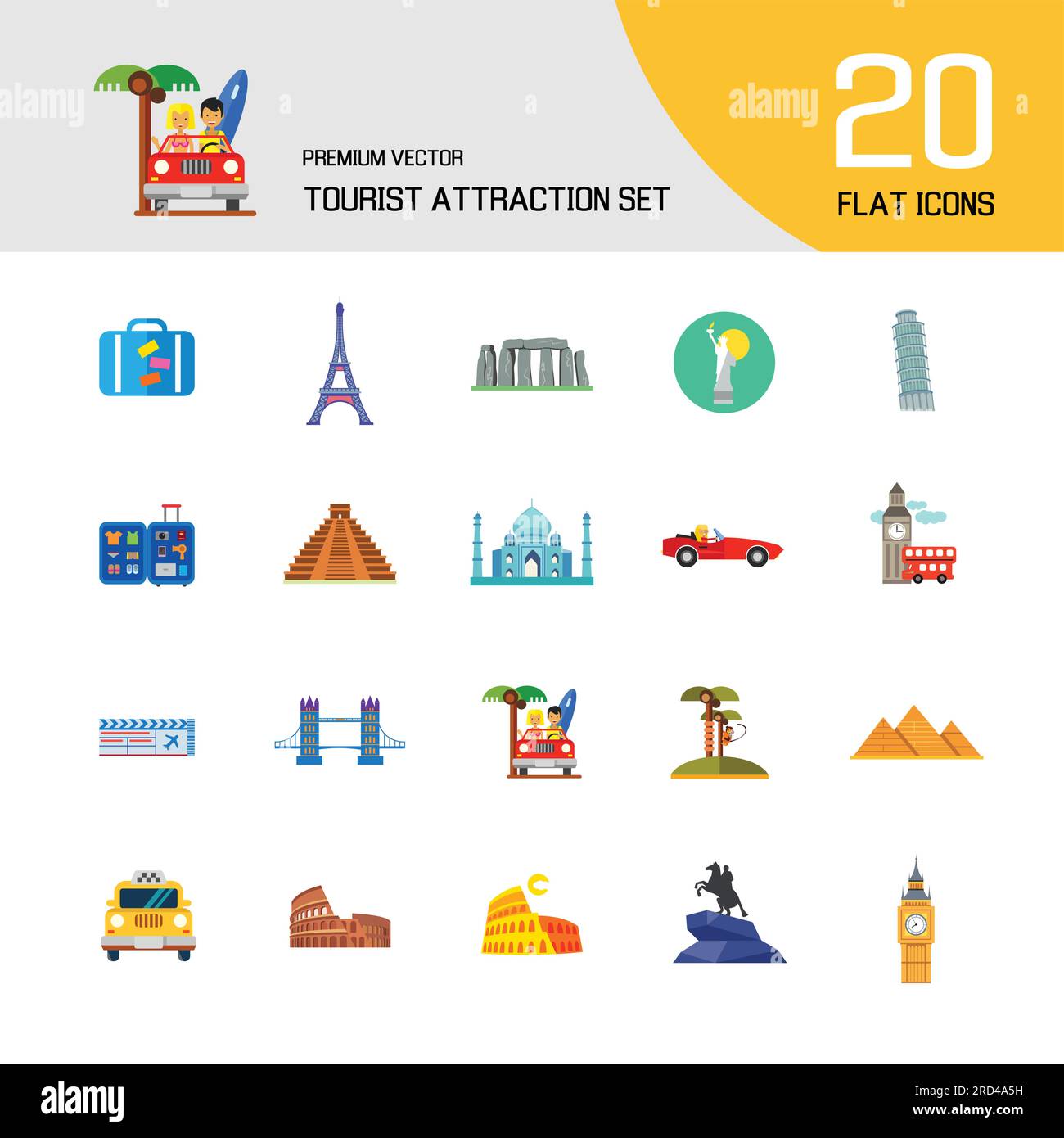 Tourist Attraction Icons Set Stock Vector Image & Art - Alamy