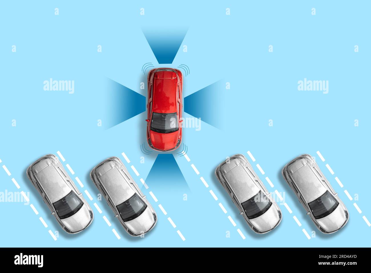 Parking smart car sensor autonomous view. Automobile park assist drive ...